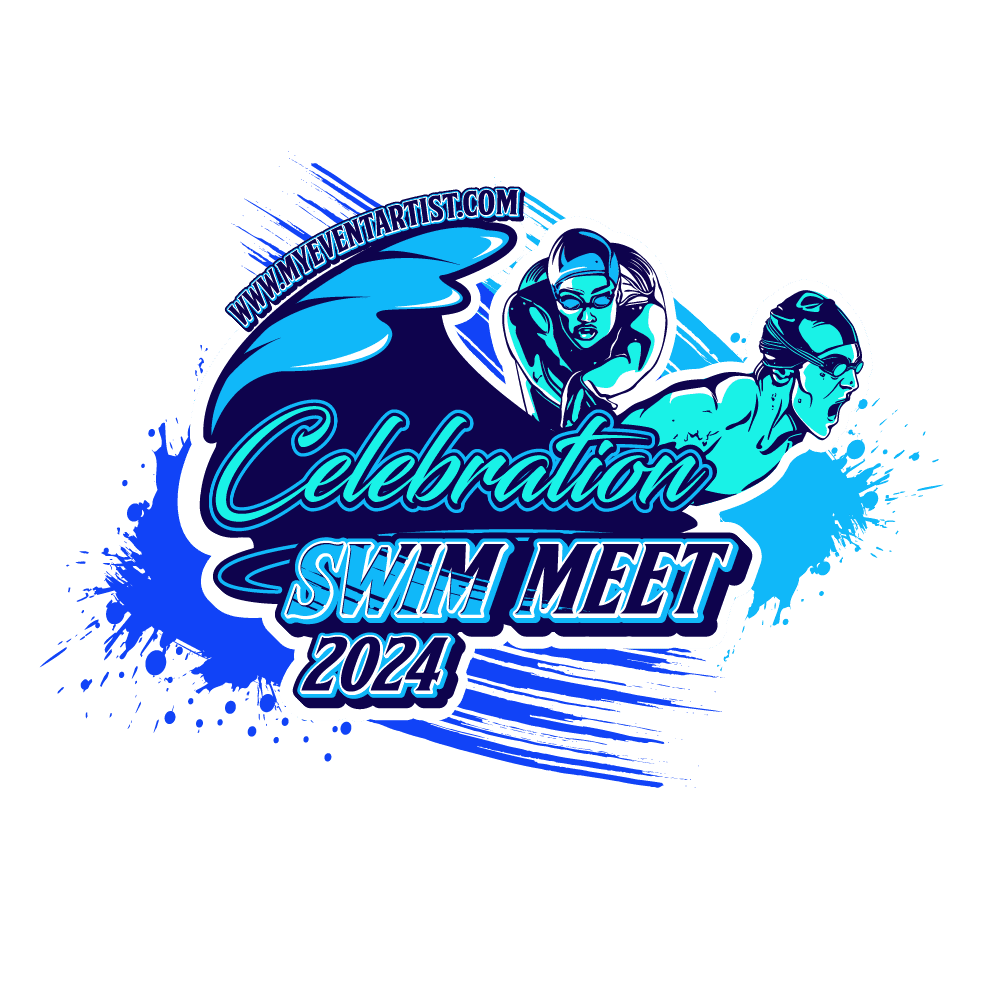 SWIM EVENT CELEBRATION SWIM MEET LOGO DESIGN FOR PRINT | My Event Artist